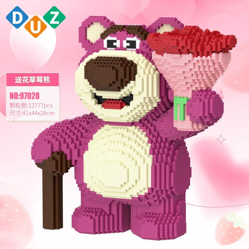 Blok Bangunan, Serasi dengan Lego, Bunga dan Beruang Strawberi ...