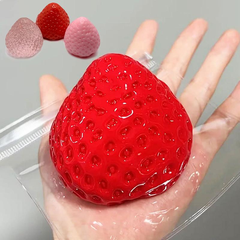 Big Strawberry Squeeze Taba Squishy Toy Kawaii Red Pink Squishies ...