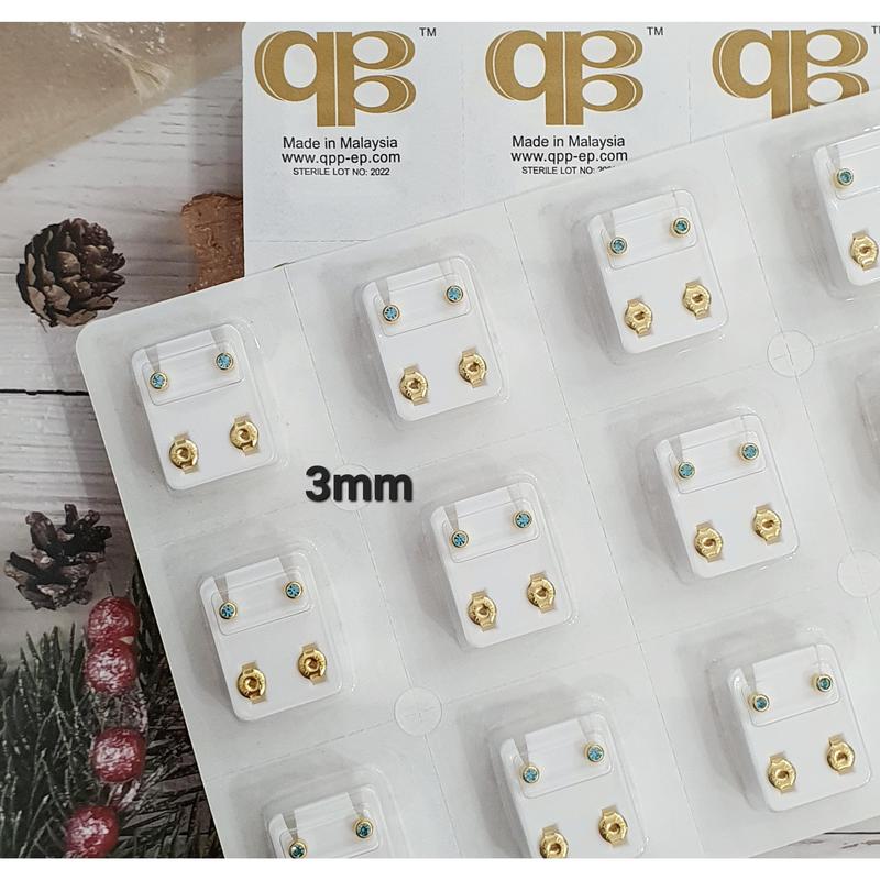 CB-Subang Tindik Telinga, Bersalut Emas, 3MM, 1 Pasang, [STO - TikTok ...