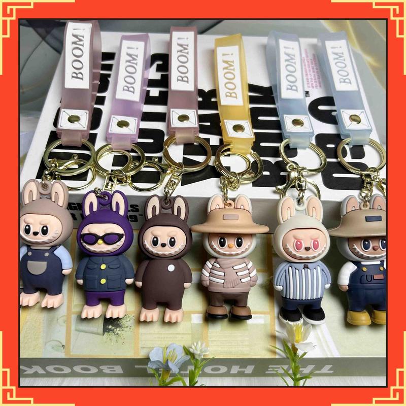 2025 Cartoon Straw Hat Labubu Little Sheep Keychain Pendant Cute ...