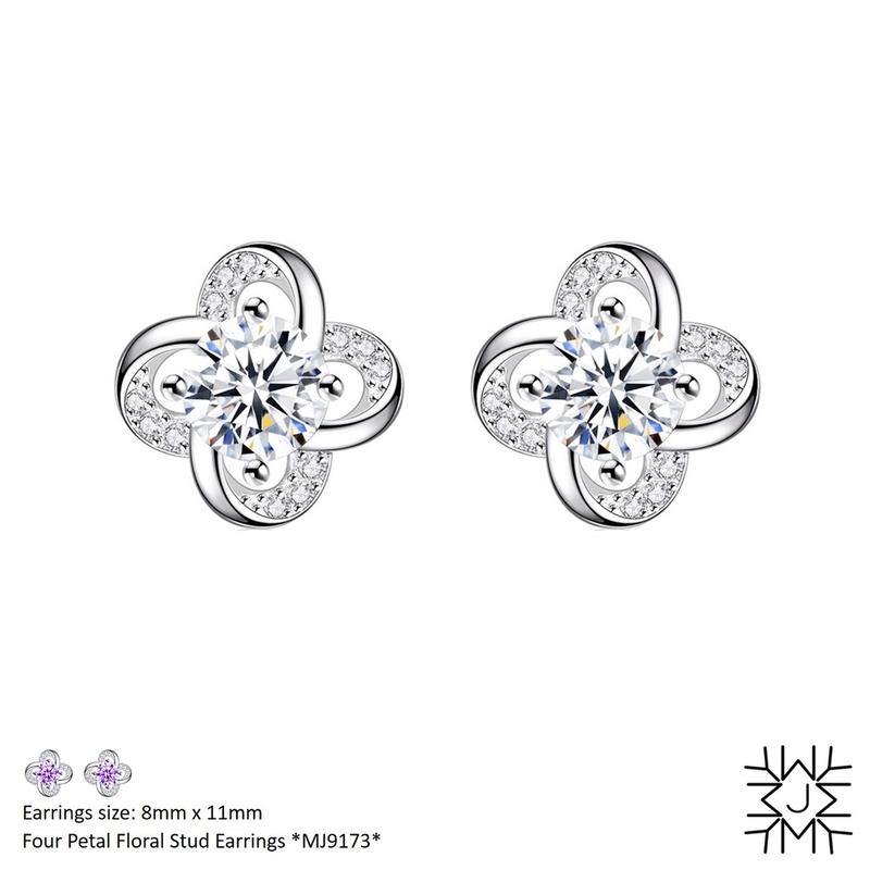 MY JEWEL 18K White Gold Plated Four Petal Floral Stud Earrings - TikTok ...