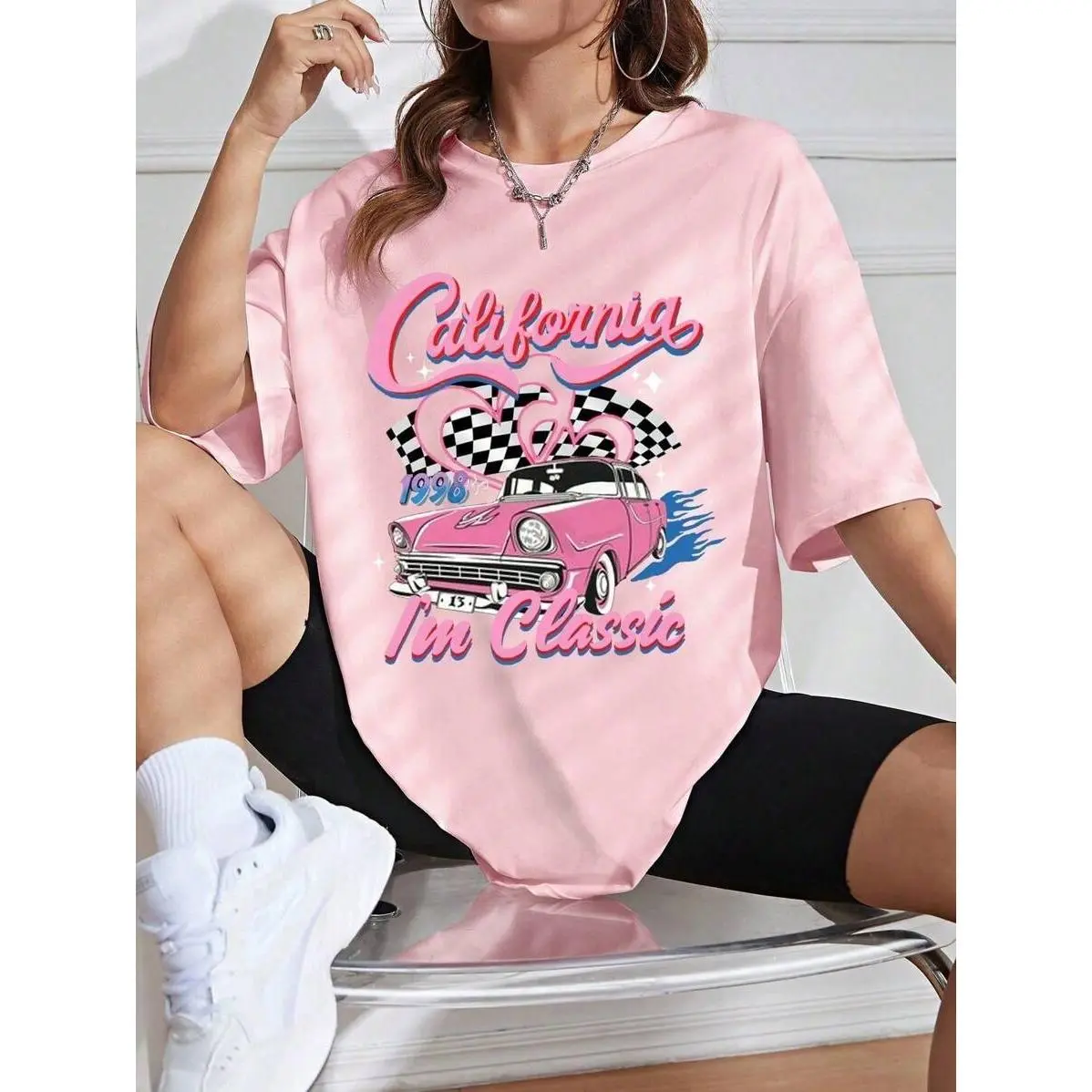 Camiseta Feminina oversizer 100% algodao Estampa de Carro - TikTok Shop ...