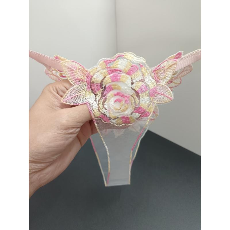 High-Density Floral Embroidery with Mesh Fabric And Color Accents ...