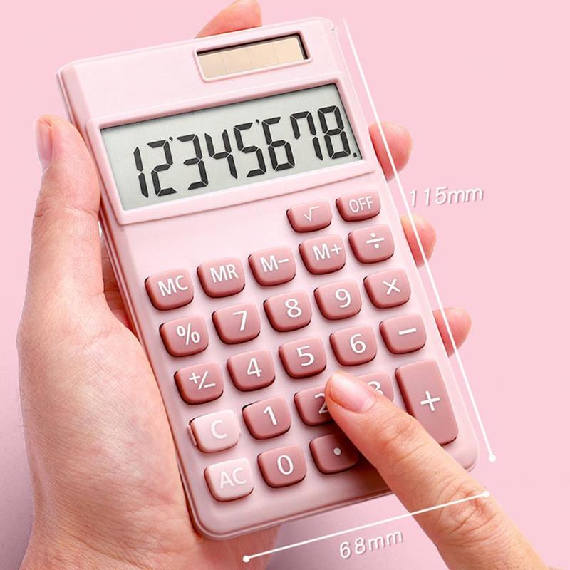 8-Digit Mini Calculator Solar Powered Large Display Multipurpose ...