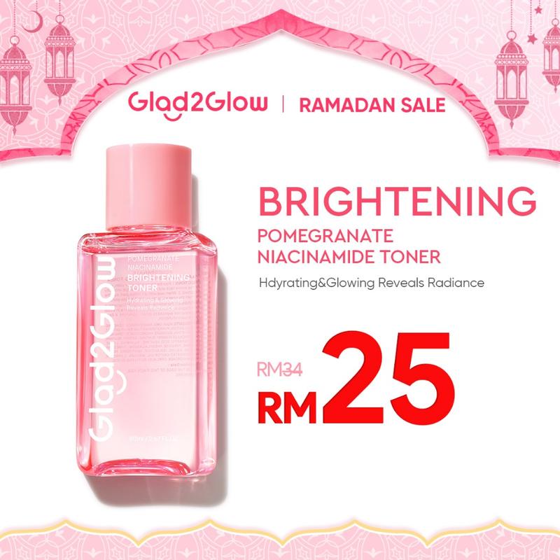 Glad2Glow Pomegranate Niacinamide Brightening Toner 80ml skincare ...