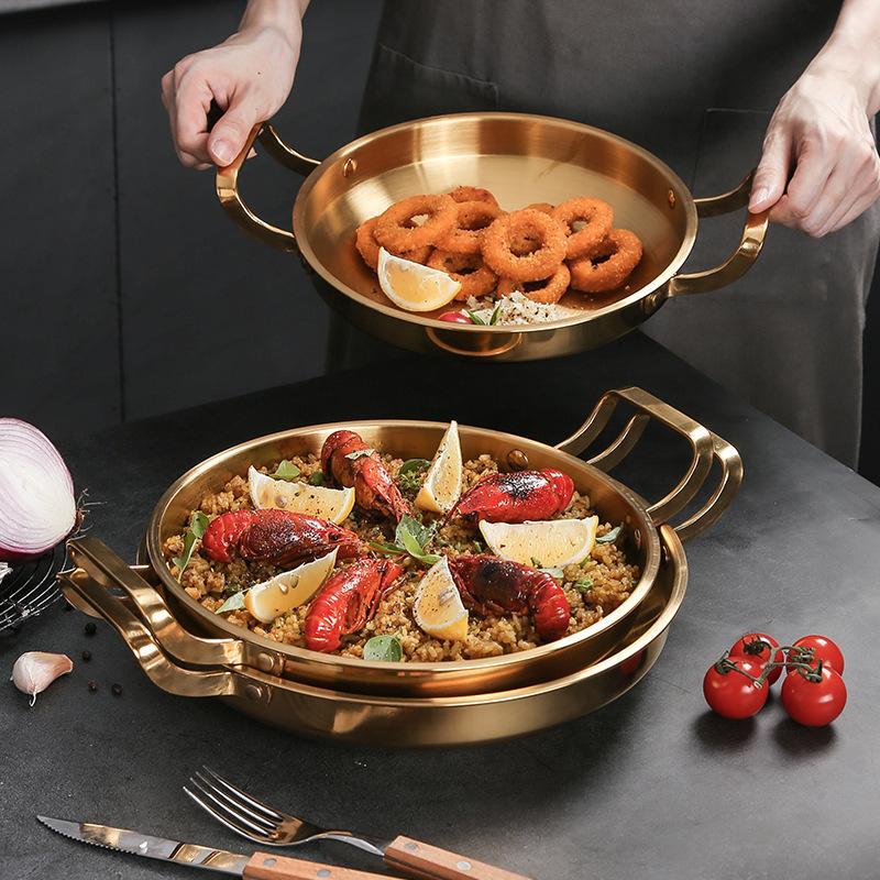 Korea type Stainless steel seafood dry pot Troop Hotpot Double-ear ...