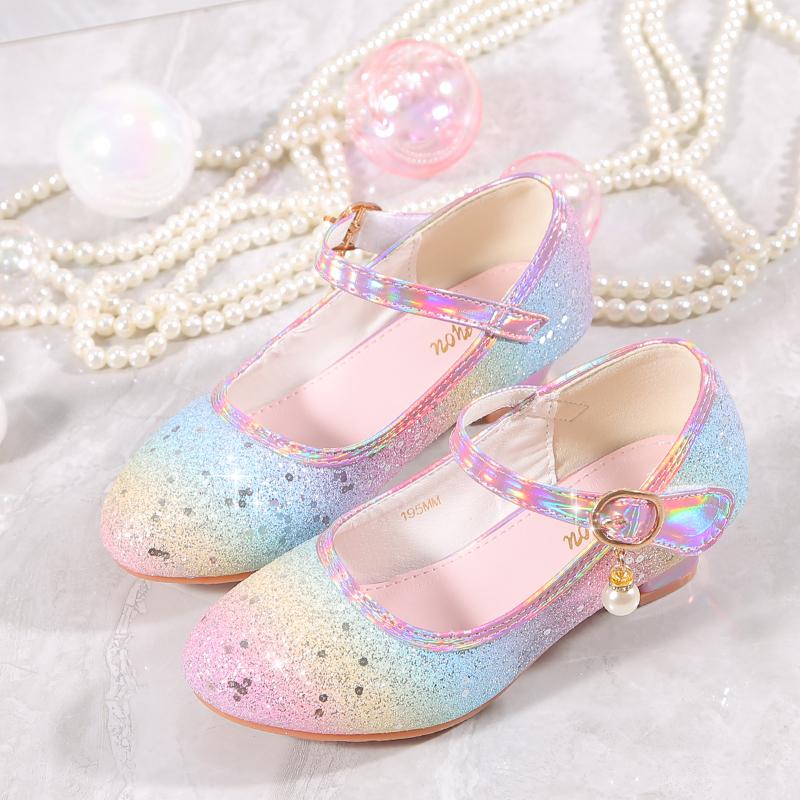 Kids' Rainbow Glitter Shoes – Sparkly Mary Janes with Non-Slip Sole ...