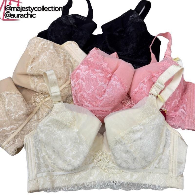 Bra Besi 36C-40C Sulam Lace Lembut 4 Hook Cangkuk Tali Adjustable Span ...