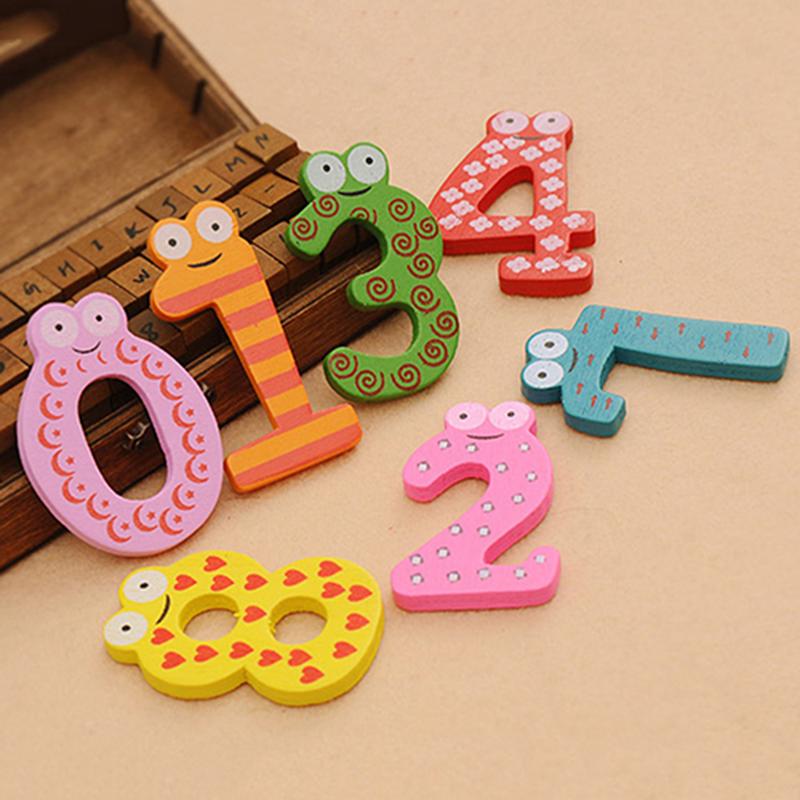 10Pcs Cute Wooden Fridge Magnet Number 0-9 Kids Colorful Educational ...