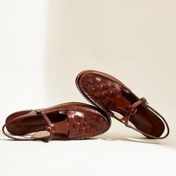 Sandal Roman Retro, Fesyen Wanita, Kaki Tertutup, Tali Buku lali ...