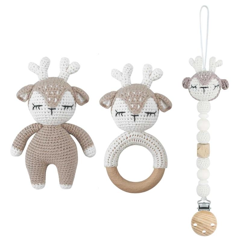 Infant Baby Rattle-Bell Soother Clip Baby Milk Bottle Chain Teething ...
