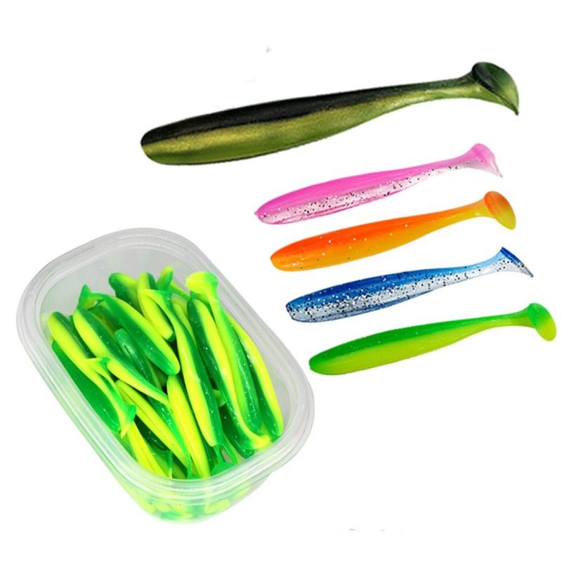 50PCS 6cm 7cm Aksesori Umpan Cacing Pancing 10 Warna PVC Capuchin ...