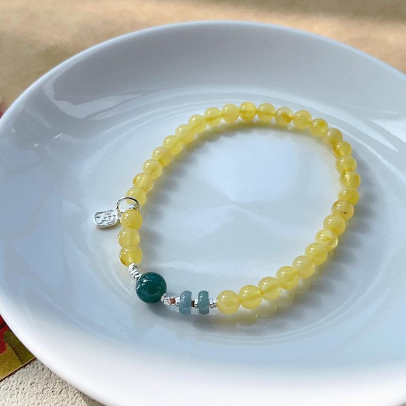 Gelang Tangan Jed, Alamiah Ambar, Perak S925, Gaya Vintaj, Gelang ...