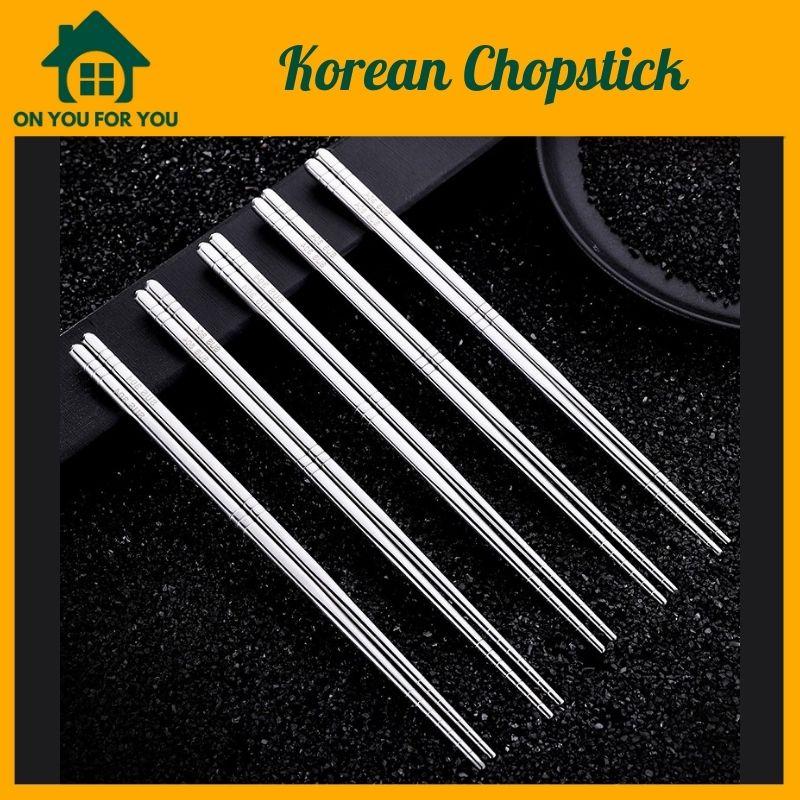 Korean Stainless Steel Chopsticks Korean Korea Chopstick Tableware ...