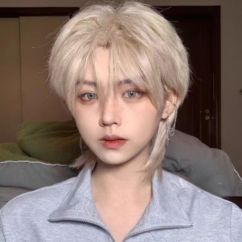 Full Head Wig Wolf Tail Wig Short Hair with Bangs Mullet Hea - TikTok ...