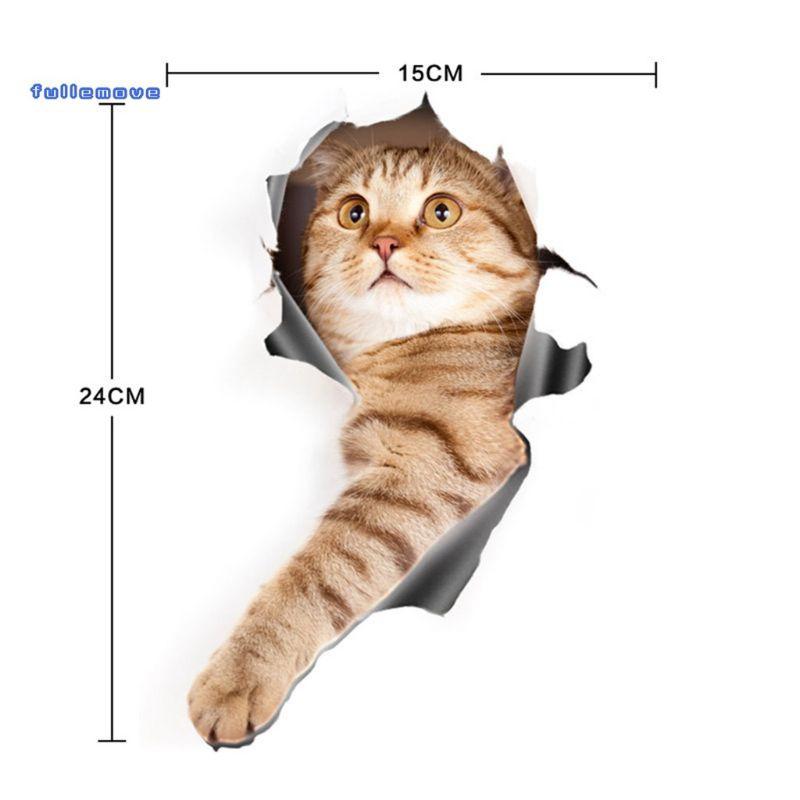 Stiker kucing lucu 3D stickers hewan nyata Cat 3D tembok dinding - Shop ...