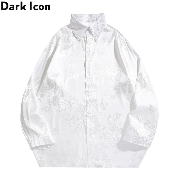 Promo Dark Icon Turn-down Collar Oversized Men Women Shirt Long Sleeve ...