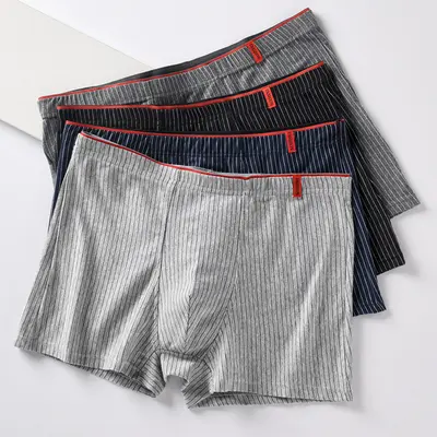[3/4 pcs] Soft Fabric Mens Cotton Boxer Brief Set korean underwear for ...