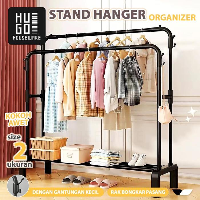 Promo HUGO Stand Hanger Organizer Rak Gantungan Baju Multifungsi Rak ...