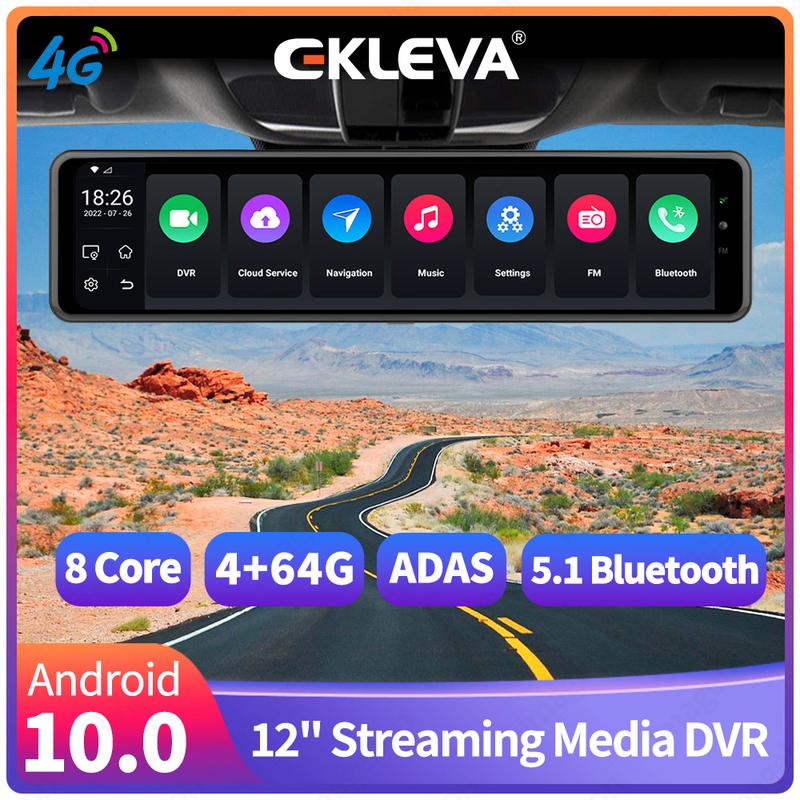 DVR Kereta, EKLEVA, 12 ", Sistem Operasi Android 10, Cip pemprosesan ...