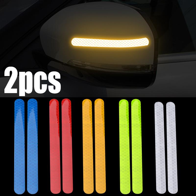 2PCS Car Anti-collision Reflective Cars Stickers Rearview Mirror ...