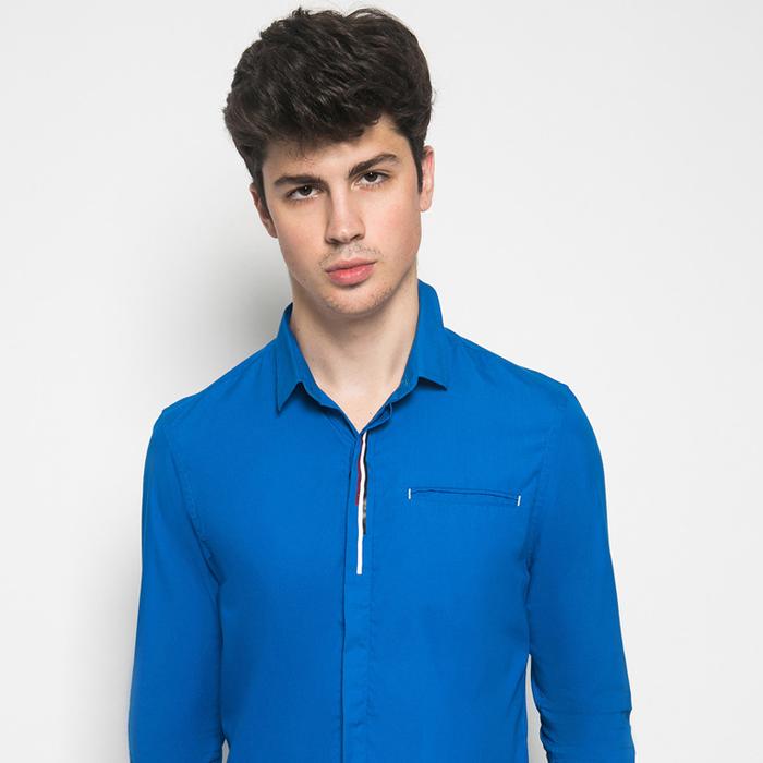 Promo Johnwin - Slim Fit - Kemeja Casual Active - Sablon Stripe - Biru ...