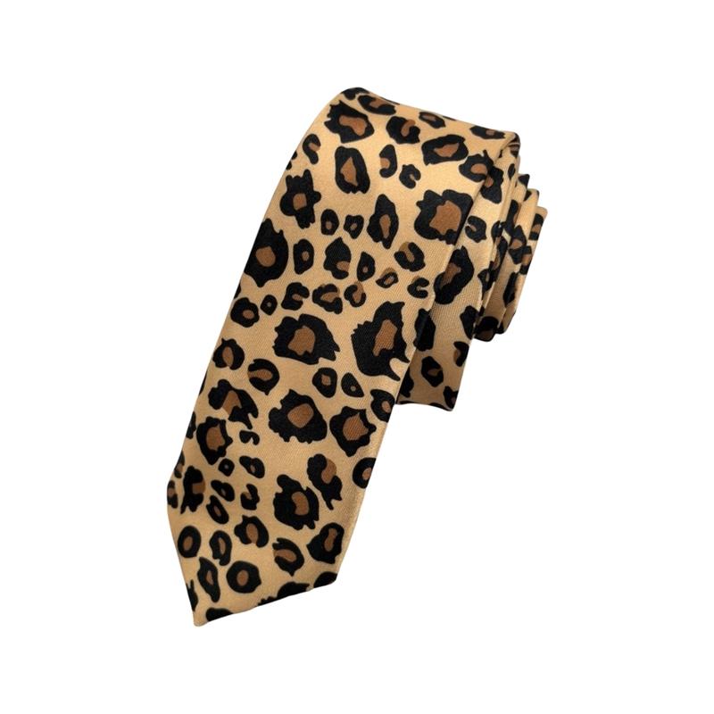 Leopard Patterned Men's Necktie for Stylish Outfits Polyester Silk Long ...