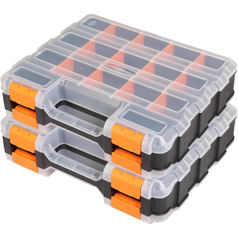Tool Box with Transparent Lid, Double Side 34-Compartments Organizer ...