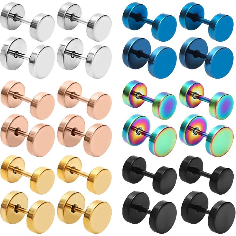 12 Pairs Dot Stud Earrings for Men Faux Gauges Hypoallergeni - TikTok Shop