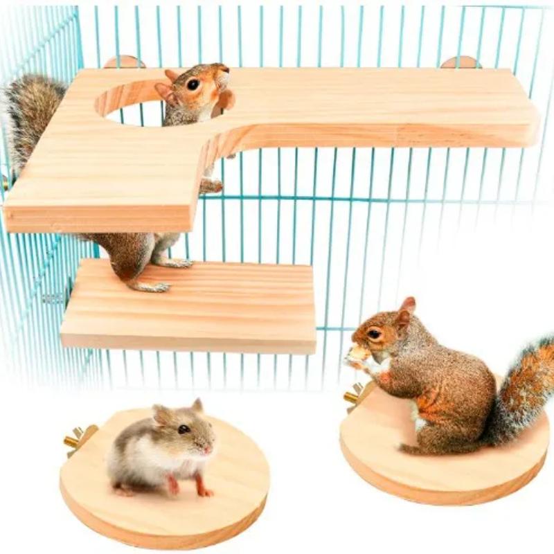 Natural Wood Hamster Stand Platform Rat Activity Playground Chinchilla ...