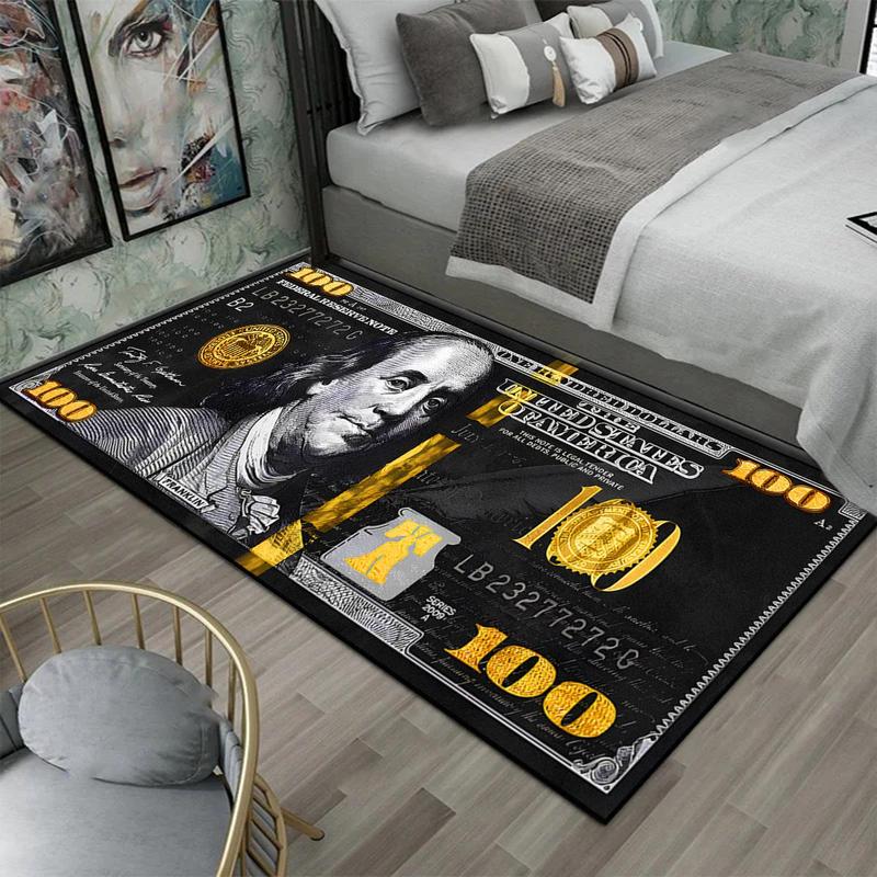 100 Dollar Pattern Carpet, 1 Count Non-slip Soft Floor Mat, Rectangle ...