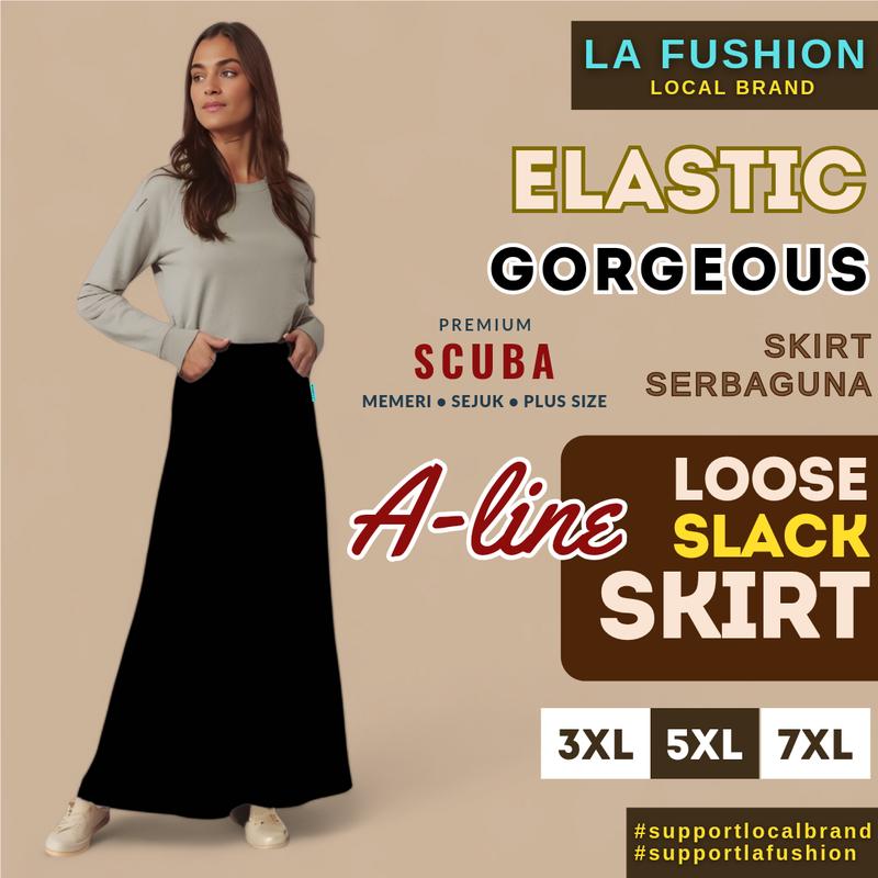 LA FUSHION A LINE SKIRT STRECHABLE PREMIUM (2 POCKETS) Kain Casual ...