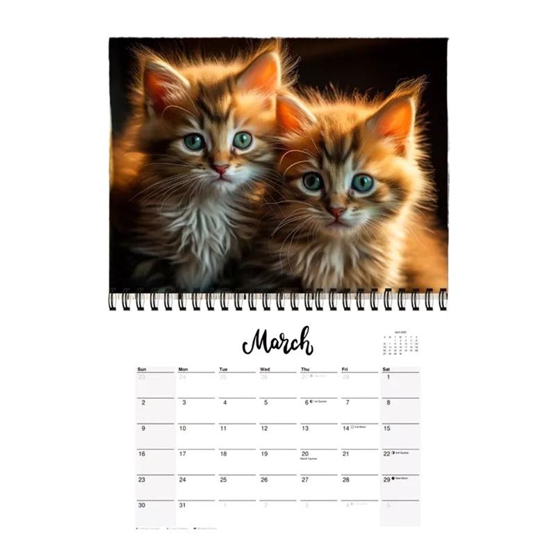 New 2025 Kitty Cat Calendar 12 Months Spiral Calendar Cute Cat - TikTok ...