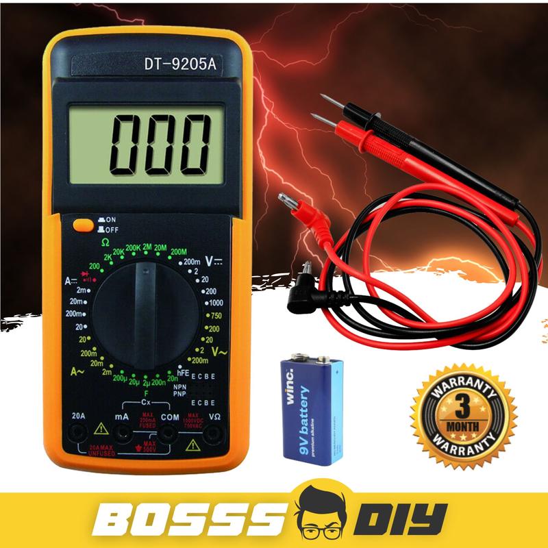 DT9205A Handheld Digital Multimeter LCD Ammeter Resistance Capacitance ...