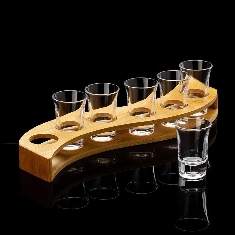 Creative Bar Bartending Cocktail Bullet Cup 6 Hole Bamboo Wood Mouth ...