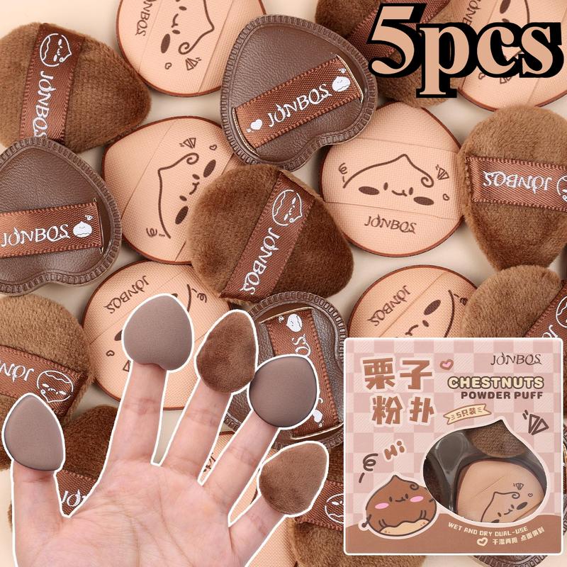 5 Pcs/box Soft Plush Finger Powder Puffs Dry Wet Dual-use Concealer ...