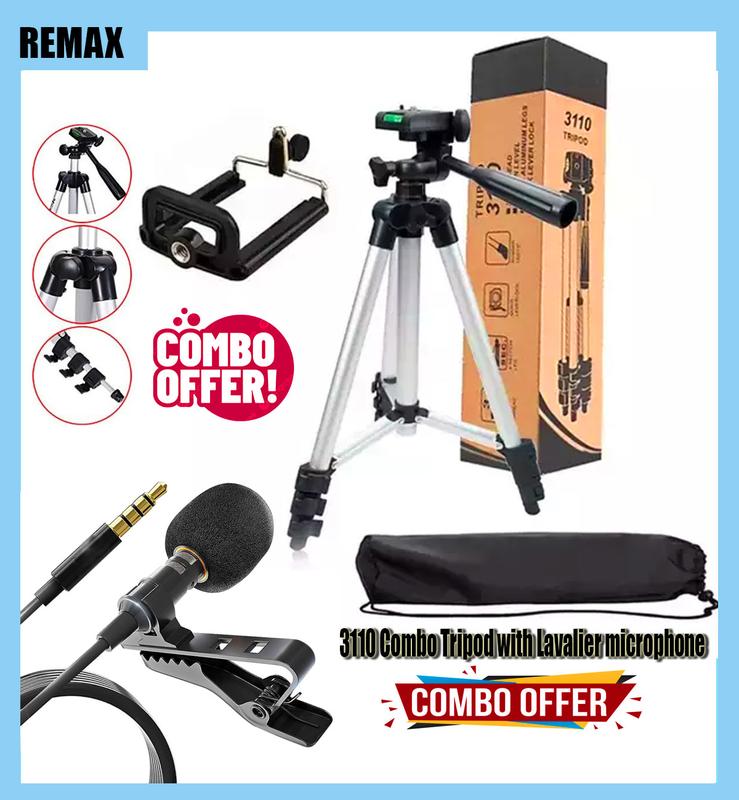 3110-Combo Tripod with lavalier microphone Tripod-3110 Portable ...