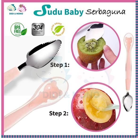 Sudu 2 dalam 1 baby start makan sudu slicone 6 bulan sudu lembut ...