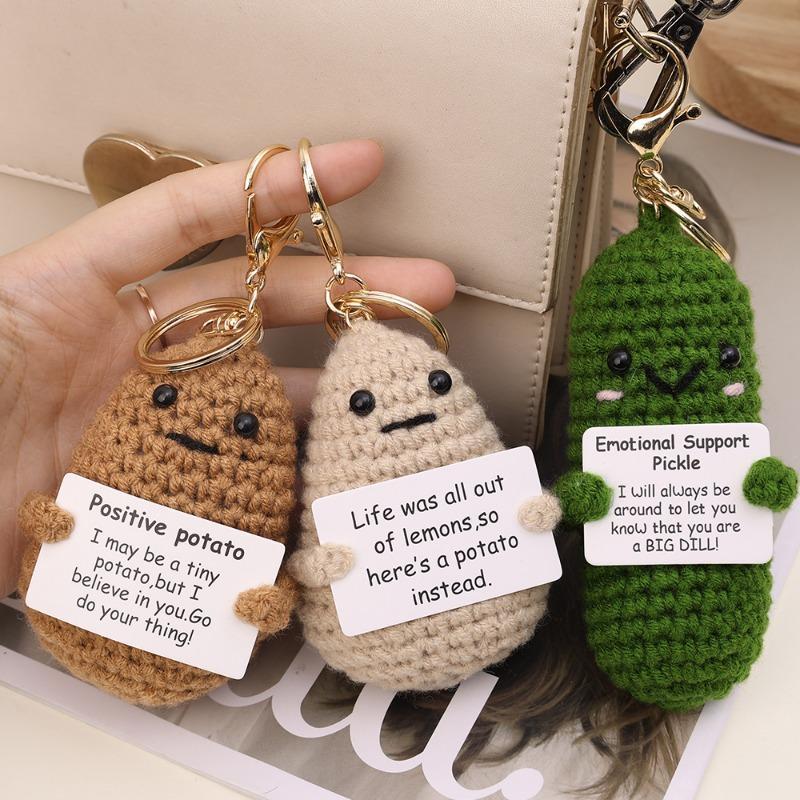 NEW Funny Positive Potato With Card Knitting Inspired Toy Keychain - TikTok Shop Philippines