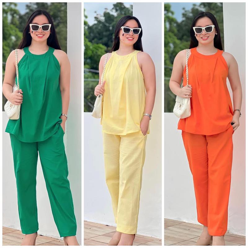 HALTER TOP AND PANTS SET BY SAHARA/FREE SIZE FIT SMALL TO SEMI - TikTok ...