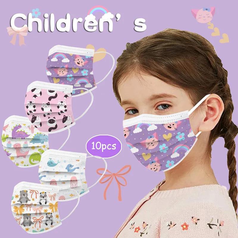 10pc Disposable Cartoon Kids Mask 3 Layer Filter Hygiene Thicken ...