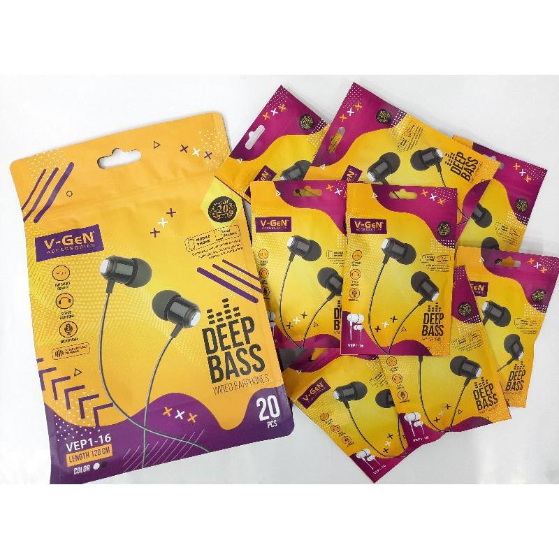 Earphone Headset V-GeN VEP1-16 Wired Handsfree Headset Sound deep bass ...
