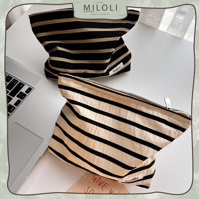 [MILOLI] 1Pcs POUCH TRAVEL BAG STRIPED SOZAKKA Tas Kosmetik Travel ...