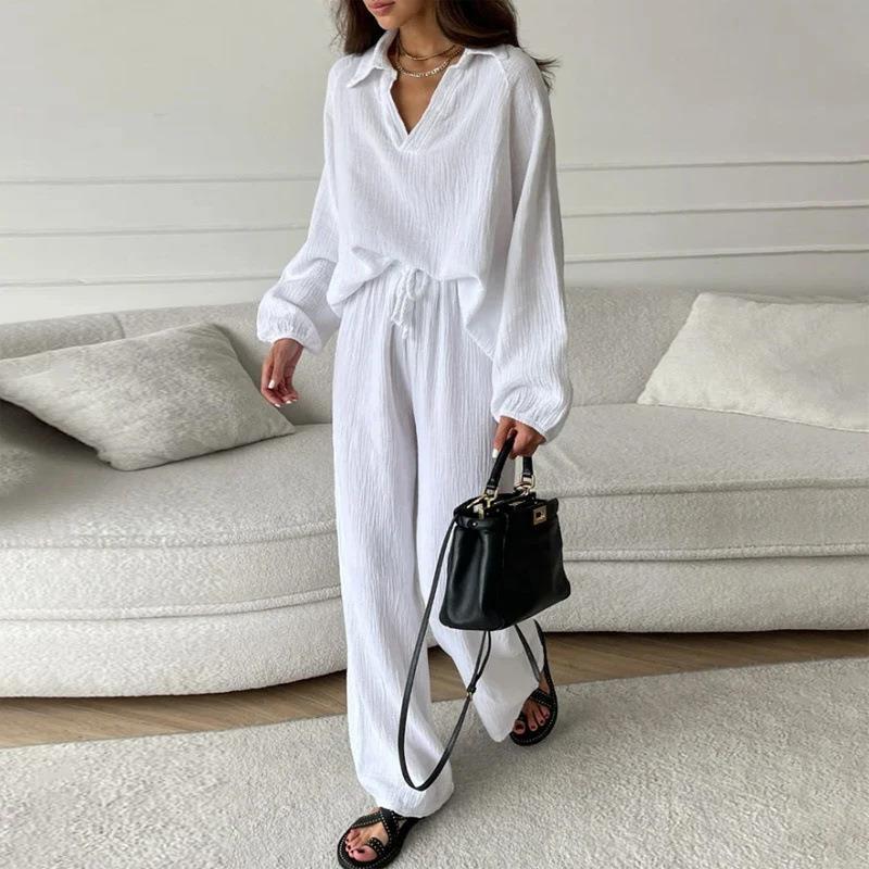 Pakaian Longgar Kasual Wanita, Gaya Elegan, Baju Atasan Lengan Panjang ...
