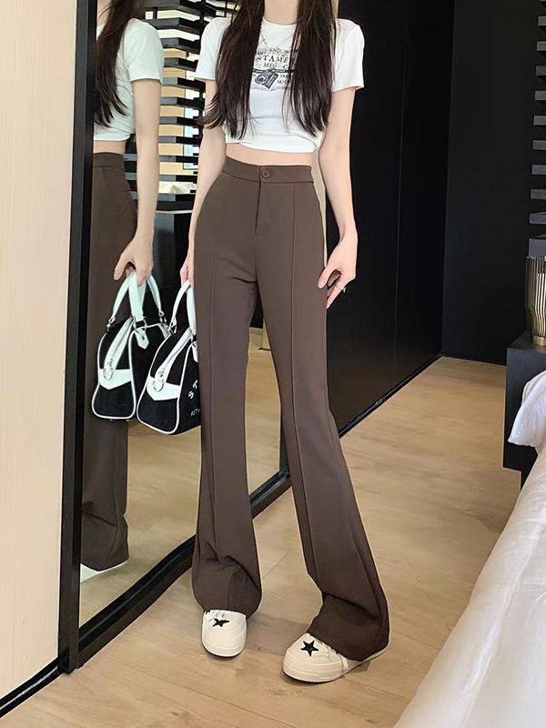 Kinwoo New Stretchy High Waist Flare Pants Casual Comfort Womenswear ...