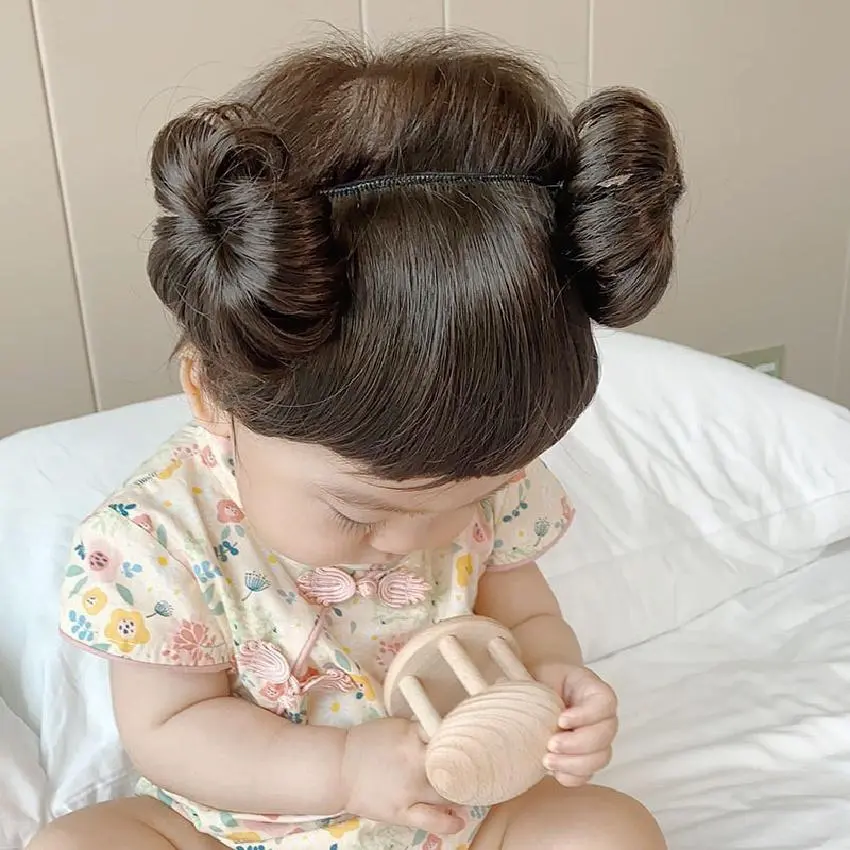 Curly Infant Wig Braid Hair Band Fake Bangs ins style Baby Celebrity ...