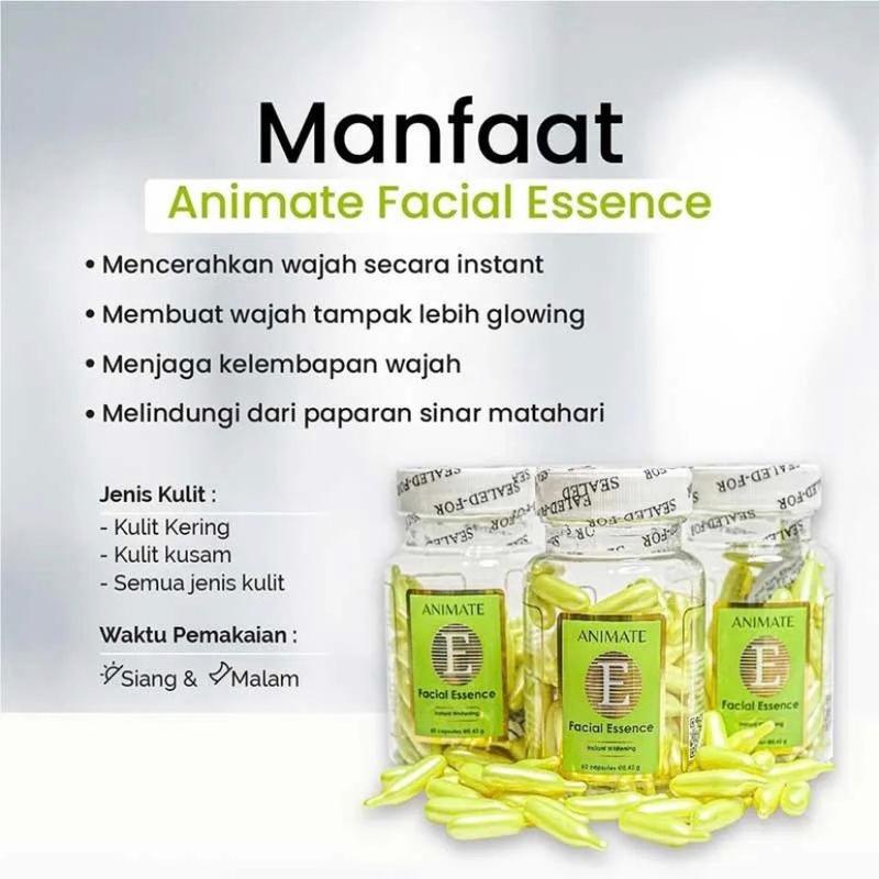 ANIMATE (E FACIAL ESSENCE ) original isi 60 capsule Semua Jenis Kulit ...