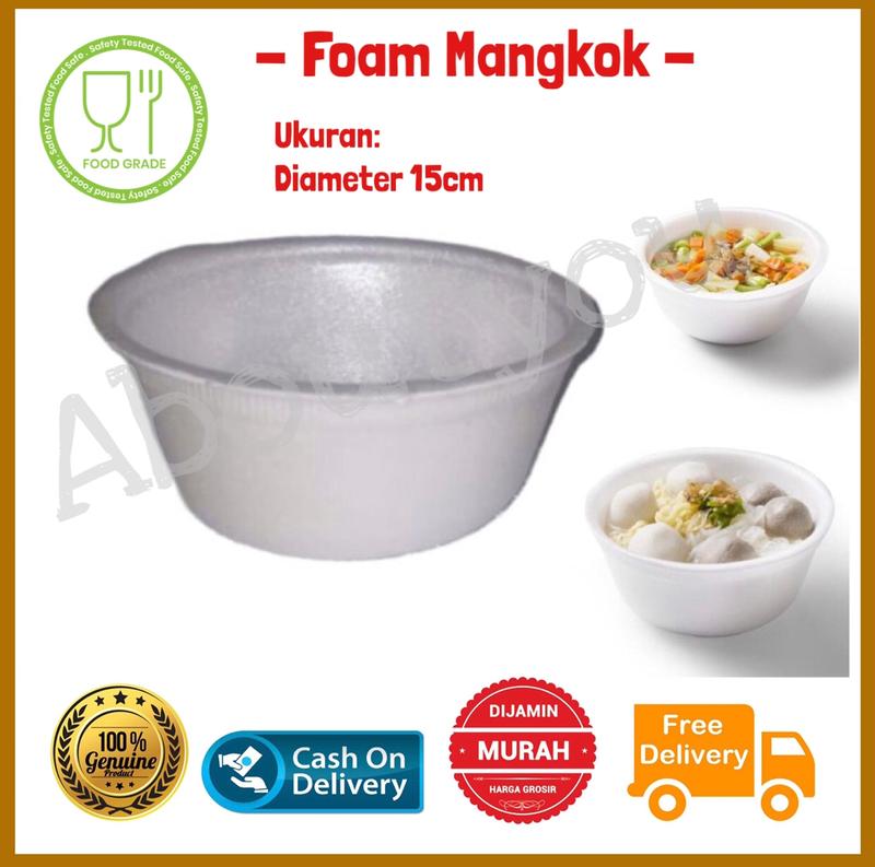 10 pcs Sterofoam MANGKOK Bubur Bakso Foam Mangkuk Bakmi Sedang Busa ...