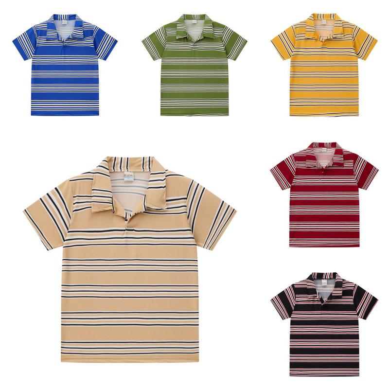Kinwoo #K024 Polo Shirt For Boy Good Quality Stripe Cotton Spandex ...