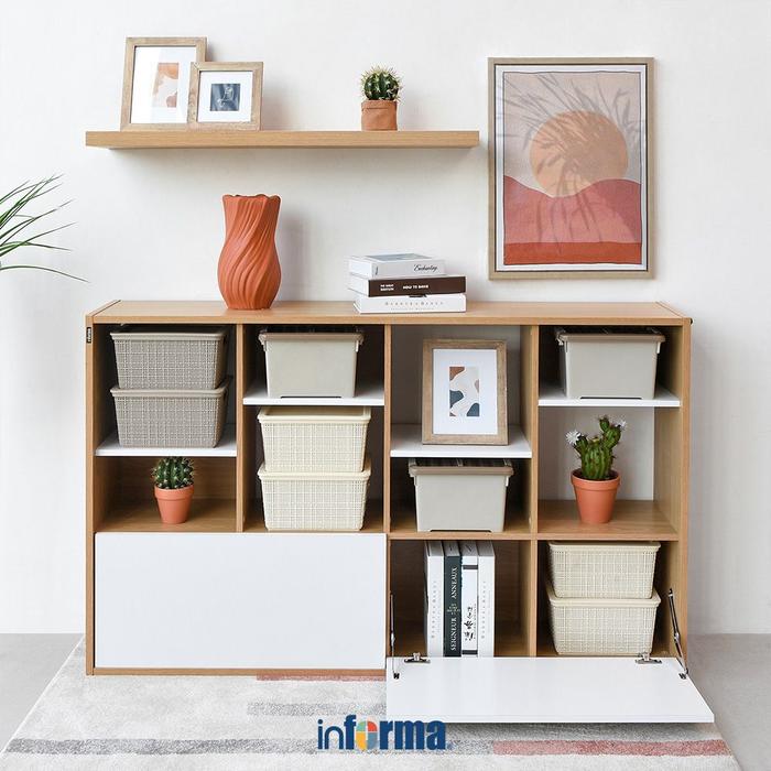Promo Informa Galvin Rak Buku 4 Tingkat - Putih Oak Bookshelf Books ...